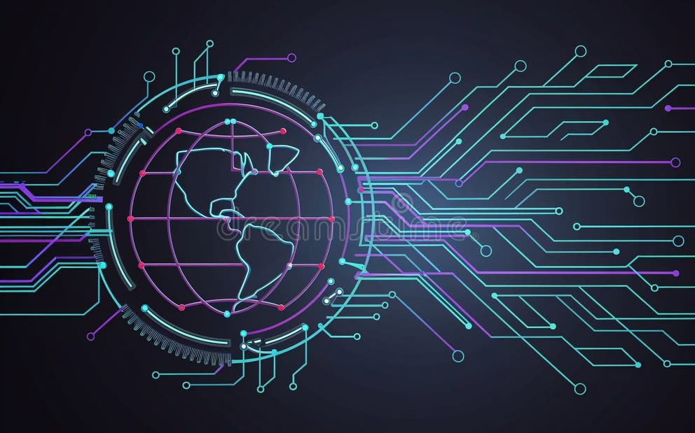 AI-generated, Globe with Interconnected Lines and Dots, , Abstract, Technology Stock ...