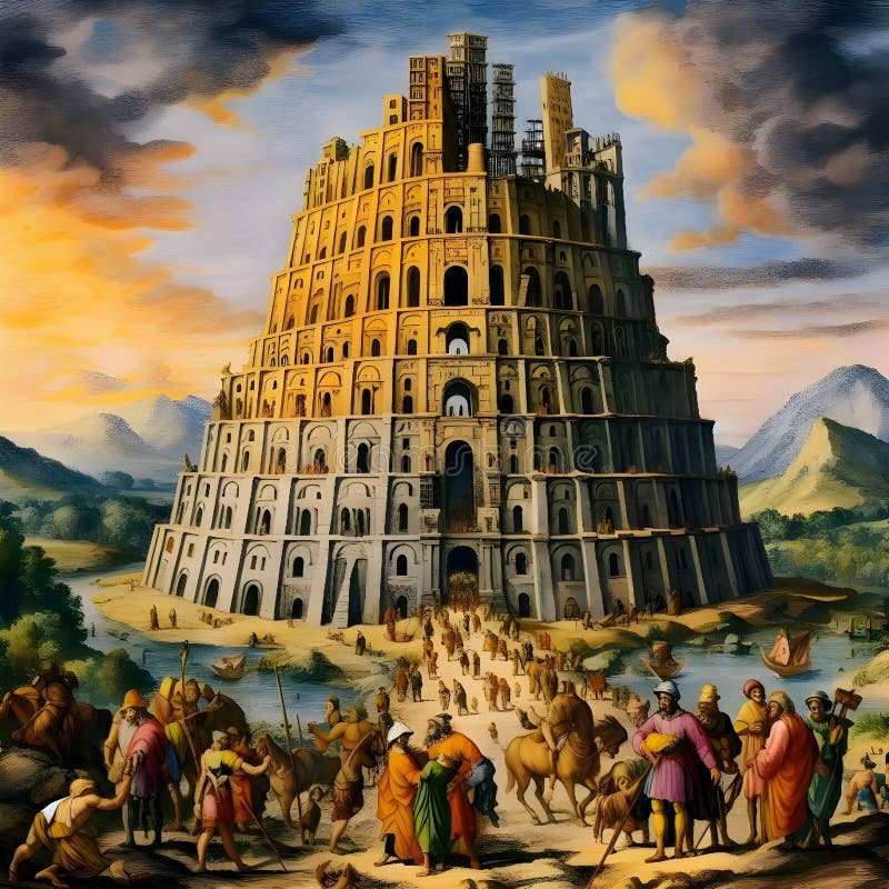 Tower of Babel Watercolor: Reaching the Heavens Stock Illustration ...