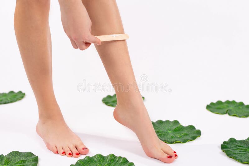Depilation Legs with Waxing and Tape Stock Photo - Image of caucasian ...