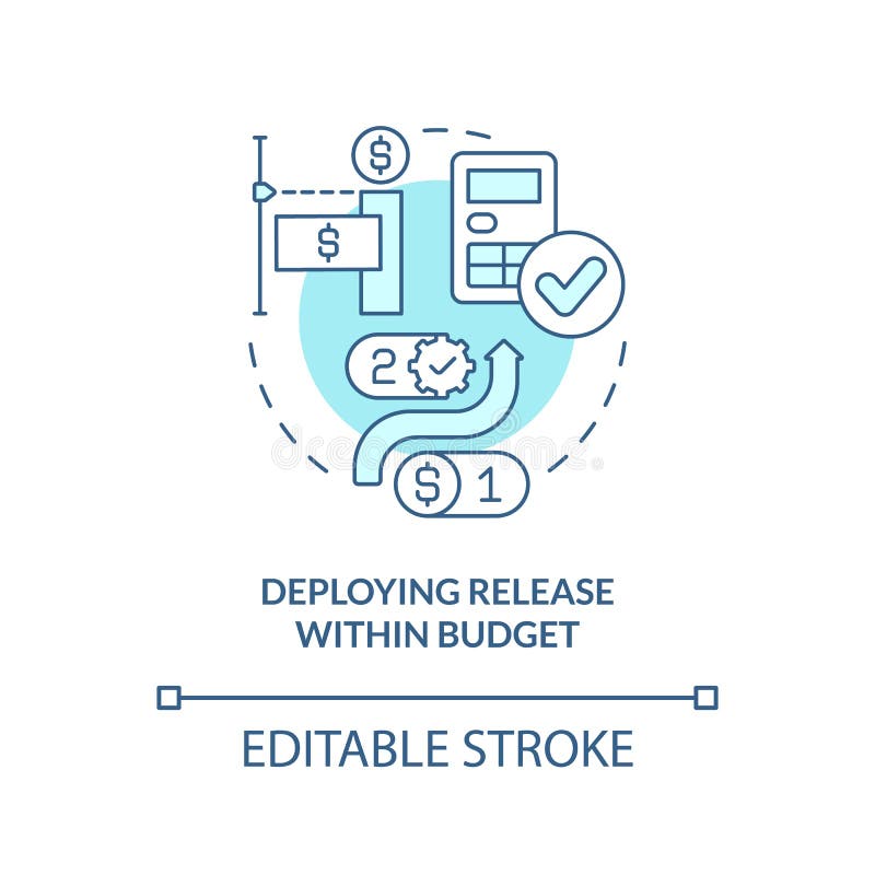 Deploying within Budget Turquoise Concept Icon Stock Vector ...