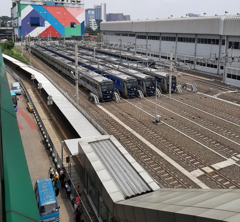 Depo Stasiun MRT Jakarta Trains at Lebak Bulus Editorial Image - Image ... Depo Stasiun MRT Jakarta Trains at Lebak Bulus Editorial Image - Image ...