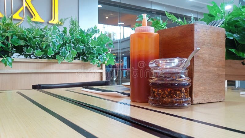 A Condiment on the Table in a Chinese Restaurant Stock Image - Image of ...