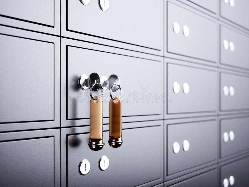 Deposit Box with Key and Golden Label Stock Illustration - Illustration ...