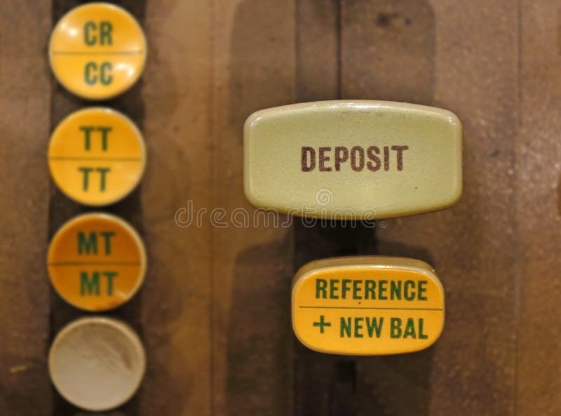 Deposit Button on Old Automated Banking Machine. Stock Image - Image of ...