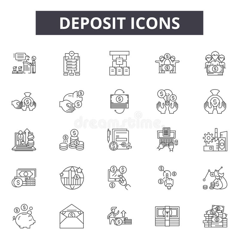 Deposit icons set stock vector. Illustration of deposit - 89765247