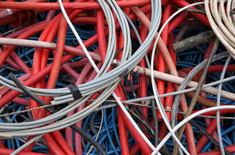 Deposit of Old Electrical Wires of Various Sizes and Colors Read Stock ...