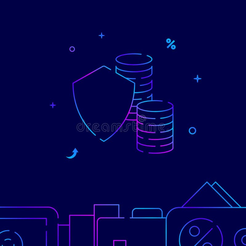 The Deposit is Protected, Coin Stack with Shield Gradient Line Icon ...