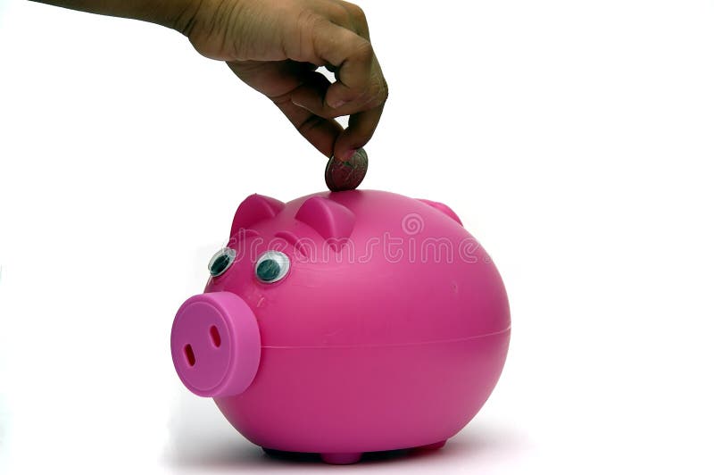 Penny Piggy Bank Hand stock image. Image of coin, increasing - 24285201