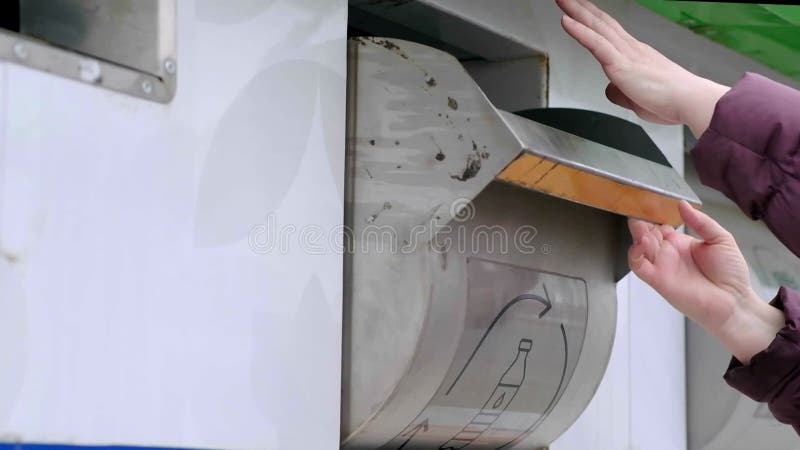 Depositing Plastic Waste into Recycling Container for Plastic Trash ...