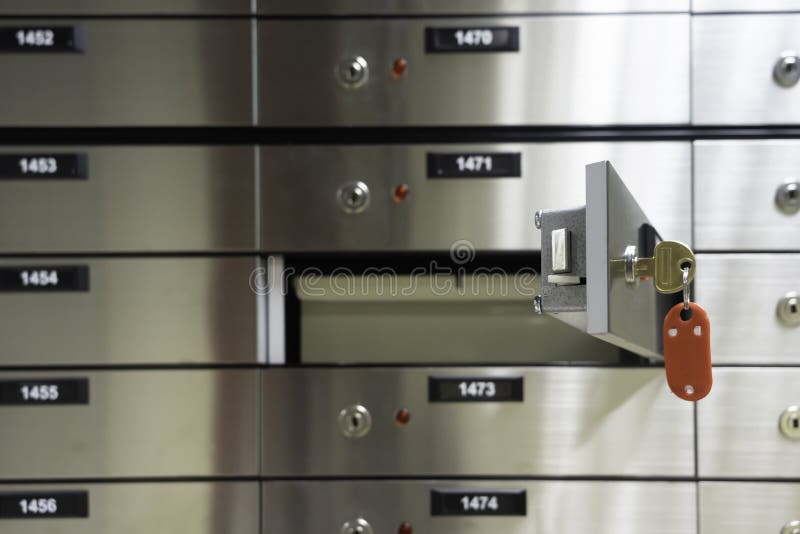 Depository Cells. Opened Deposit Box with Key Stock Image - Image of ...