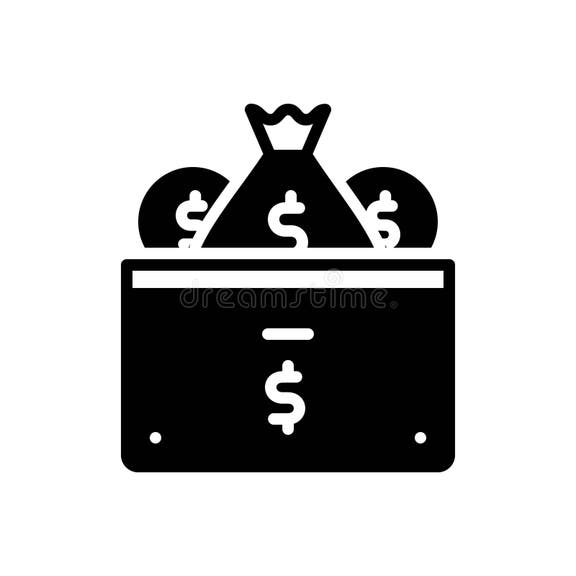 Black Solid Icon for Deposits, Credited and Money Stock Vector ...