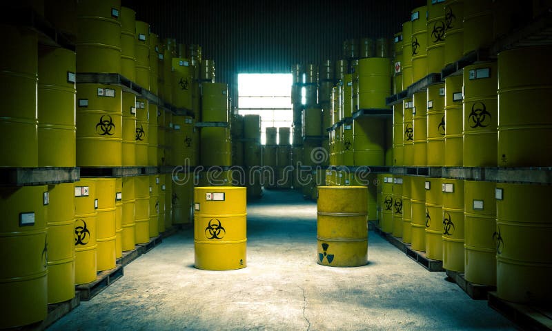 Depot with Storage of Yellow Barrels with Radioactive and Harmful Waste ...