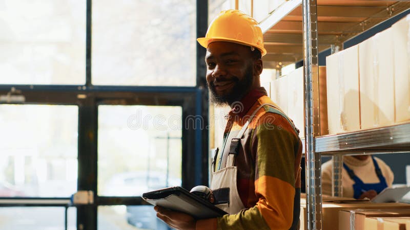 Depot Worker Scanning Barcodes on Stock Boxes Stock Image - Image of ...