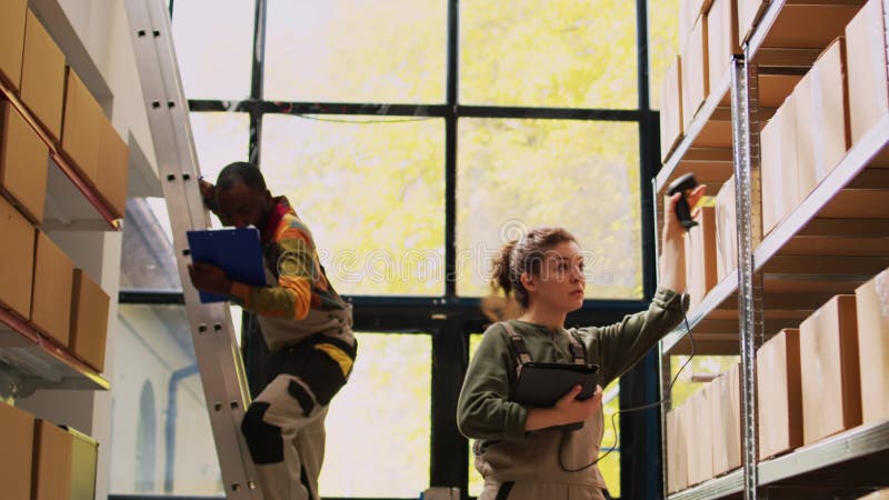 Depot Worker Scanning Goods Barcodes Stock Footage - Video of goods ...