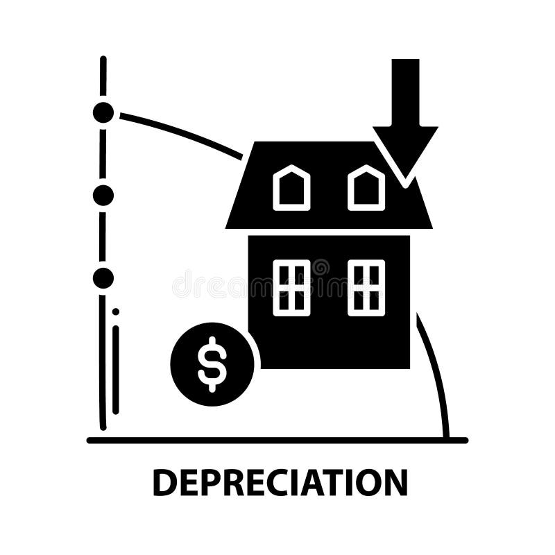 Depreciation Icon, Black Vector Sign with Editable Strokes, Concept ...