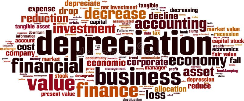 Depreciation word cloud stock vector. Illustration of expense - 208902659