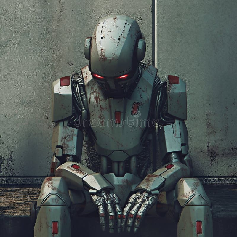 Depresed Robot, Created with Generative AI Stock Illustration ...