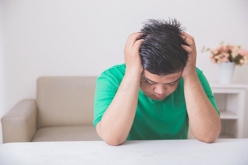 Depress Man Having so Much Problem Stock Image - Image of chubby ...