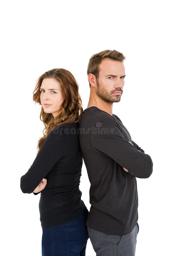 Depressed Couple Standing Back To Back Stock Image - Image of male ...