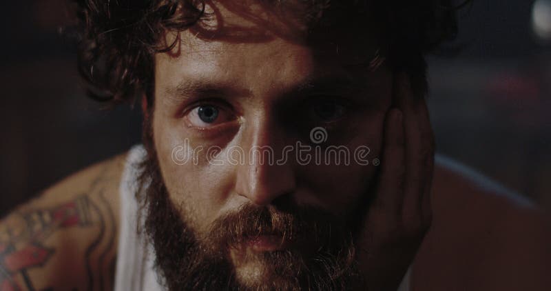 Depressed Drug Addict Looking at Camera Stock Photo - Image of misery ...