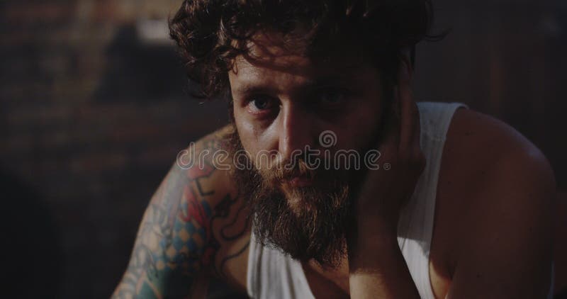 Depressed Drug Addict Looking at Camera Stock Image - Image of male ...