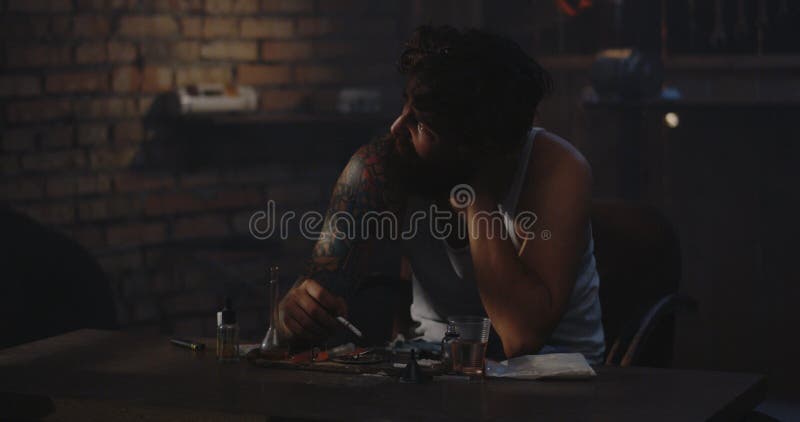 Depressed Drug Addict Staring Away Stock Image - Image of misery, grief ...