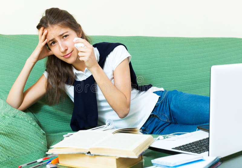 Depressed Female College Student Stock Image - Image of education ...