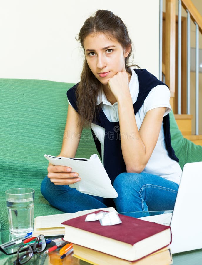 Depressed Female College Student Stock Photo - Image of doubt, person ...