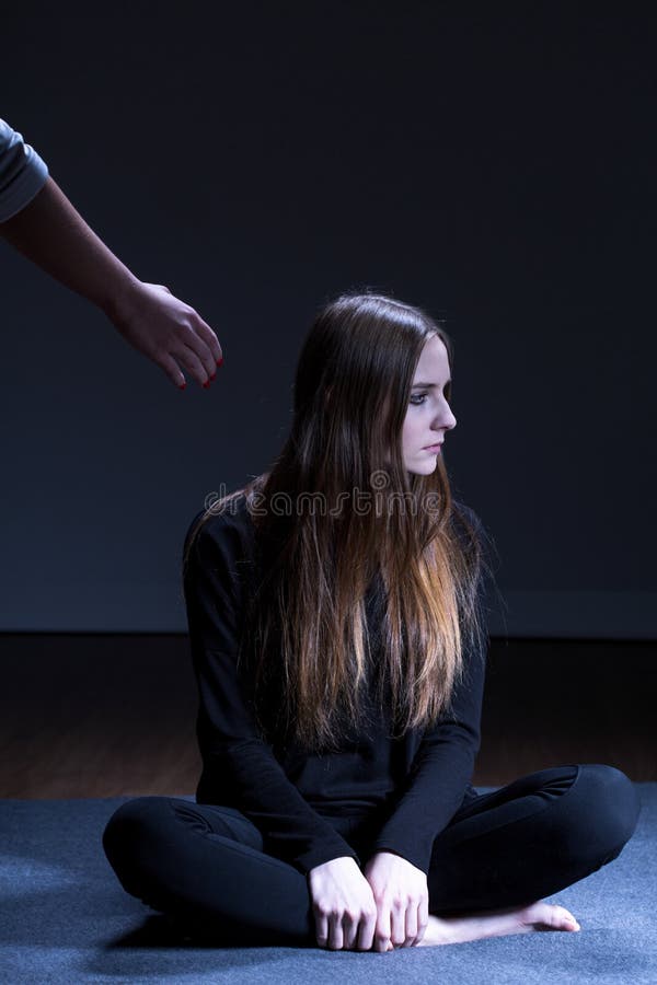 Depressed Girl Rejecting Help Stock Image - Image of alone, problems ...