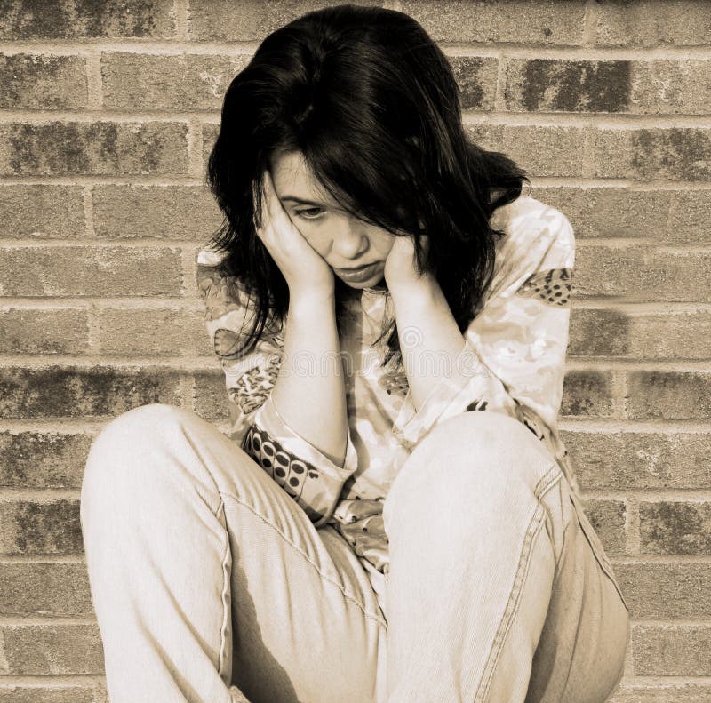 Depressed girl sad teen arkivfoto. Bild av desperat, hemlös - 8204692