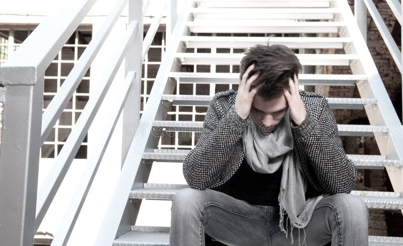 Depressed guy stock image. Image of person, stairs, staircase - 19343001