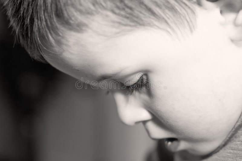 Grumpy Little Boy with Sad Bottom Lip Stock Image - Image of lonely ...