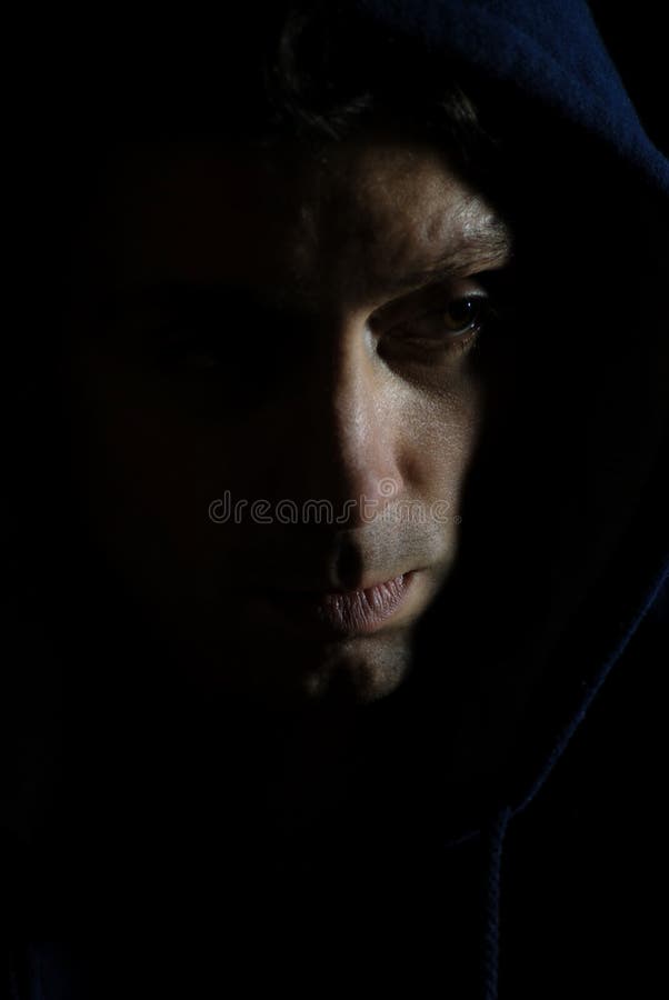 Depressed Sad Man in the Shadow Stock Image - Image of face, negative ...