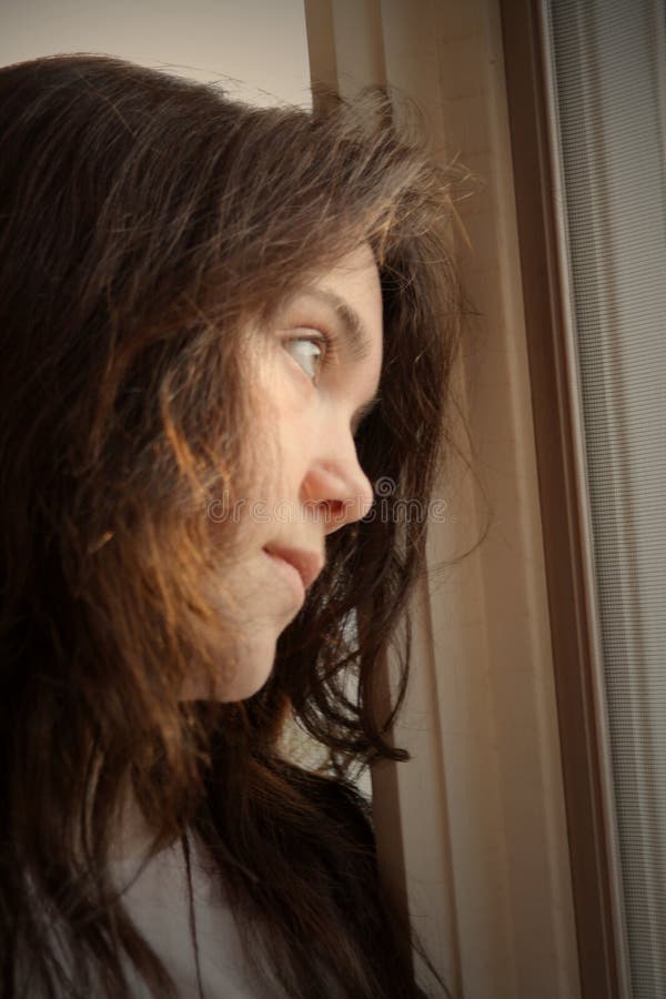 Depressed Looking Out Window Stock Photo - Image of attitude, bored ...