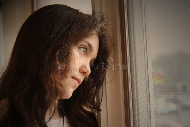 Depressed Looking Out Window Stock Photo - Image of agony, attitude ...