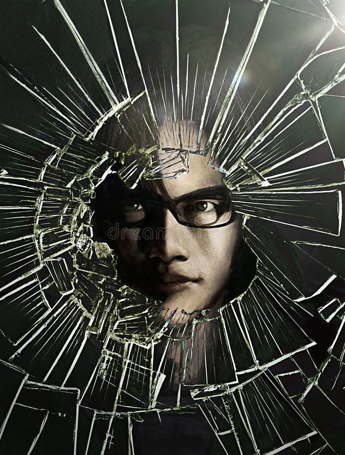 Broken Mirror Reflection Face