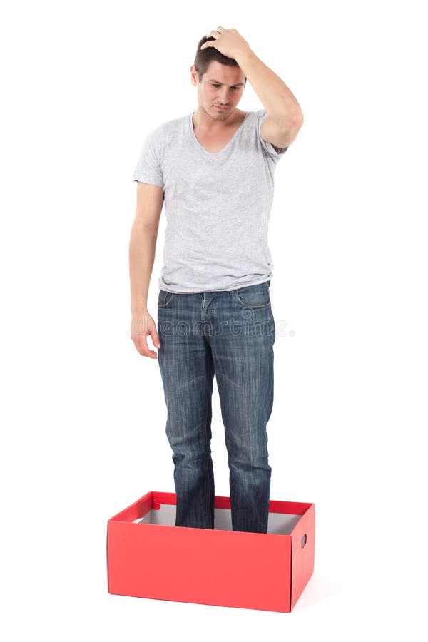 Depressed man in the box stock image. Image of stuck - 27821763