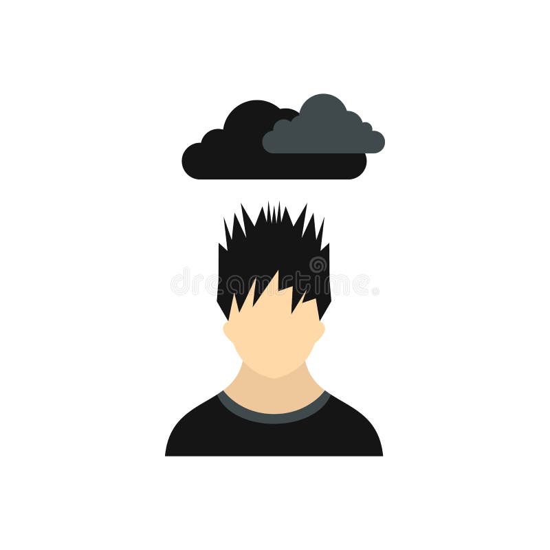 Depressed Man with Dark Cloud Over His Head Icon Stock Vector ...