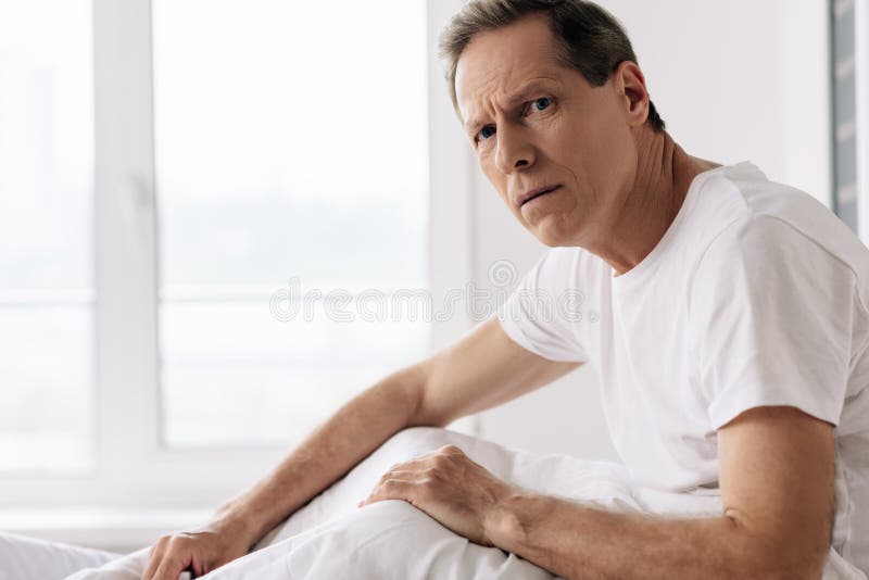 Man Feeling Unwell and Looking at Camera Stock Image - Image of ...