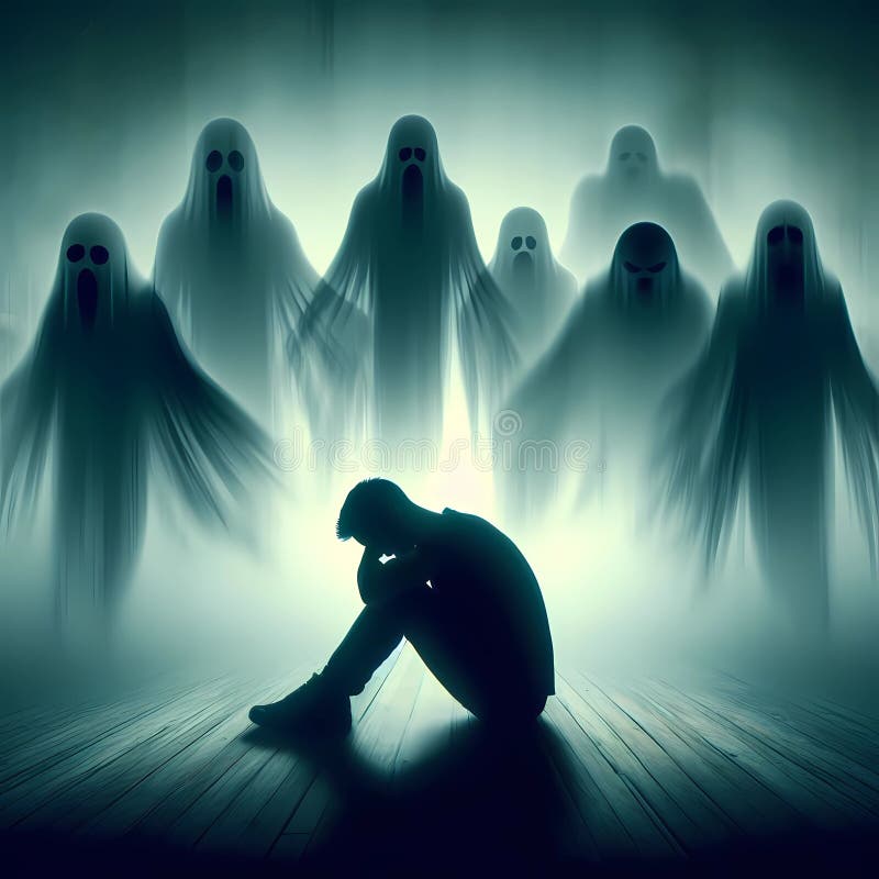 Fighting Ghosts of the Past Stock Illustration - Illustration of ...