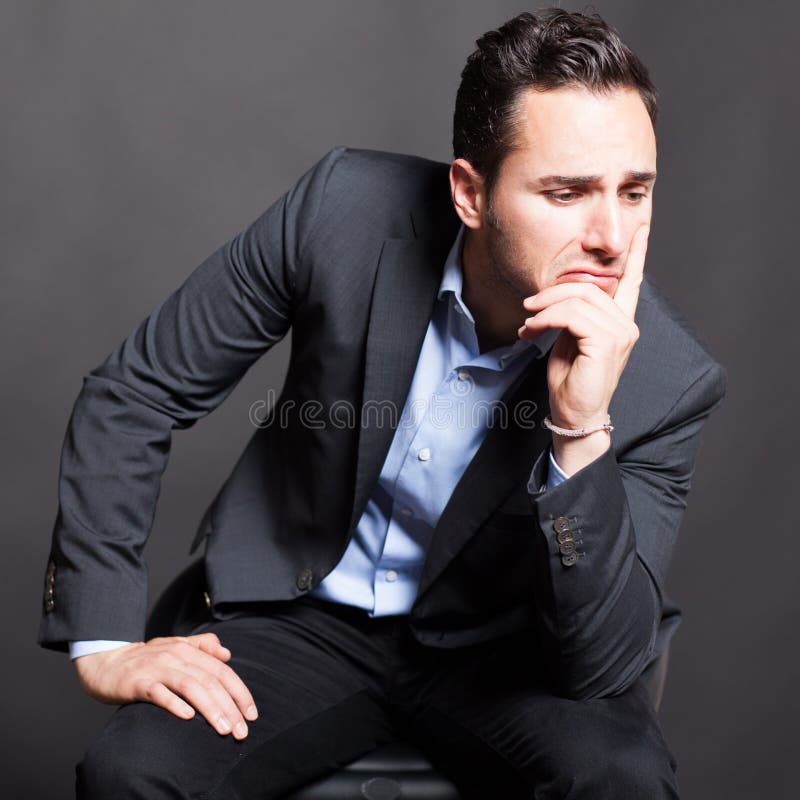 Depressed man stock image. Image of boredom, male, bother - 40711937