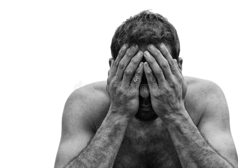 Depressed Man with Hands Over Face Stock Image - Image of male ...