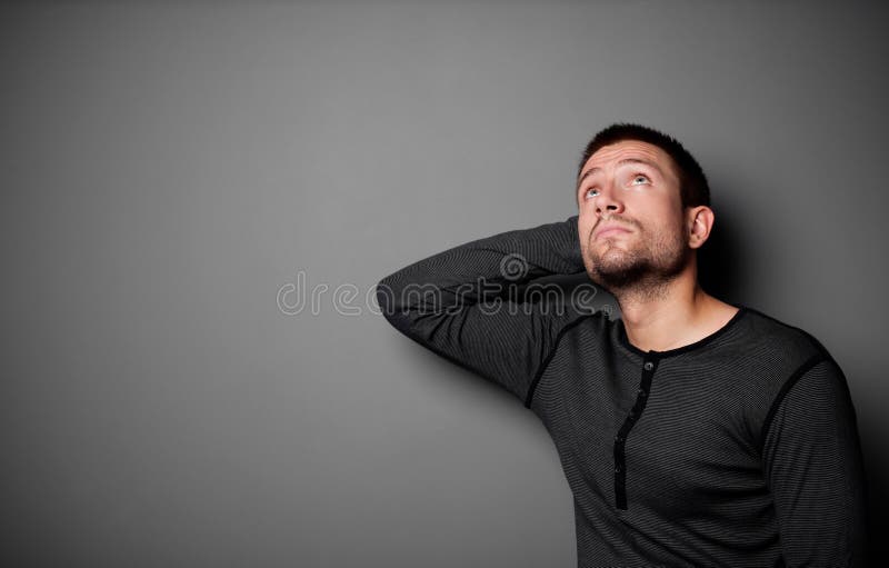 Depressed man looking up stock image. Image of shot, casual - 22158439