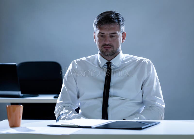 Depressed Man in the Office Stock Photo - Image of handsome, resting ...