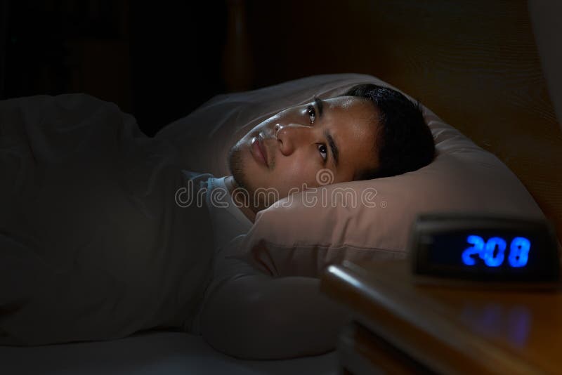 Depressed Man Suffering from Insomnia Stock Image - Image of male ...