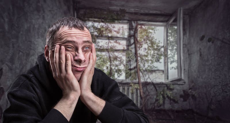 Depressed man thinking stock image. Image of alone, palm - 52623513