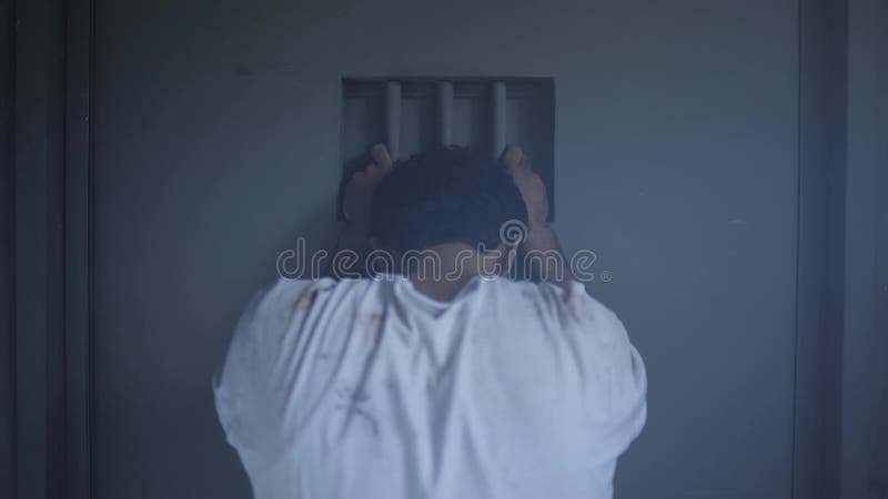 Depressed Prisoner Walks at Prison Cell Stock Footage - Video of walk ...