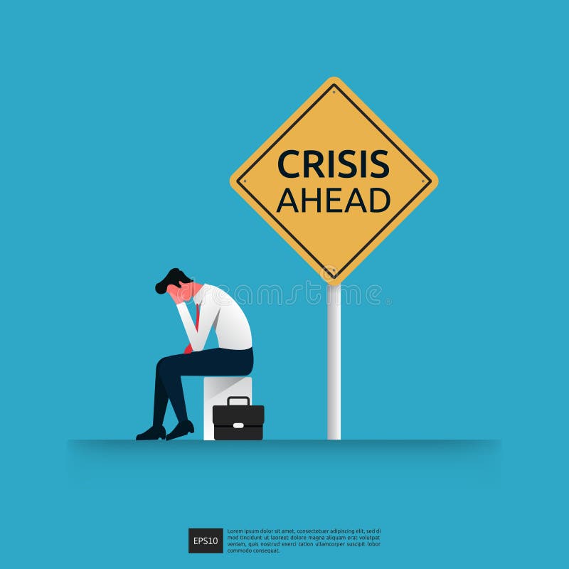 Depressed Sad Businessman Thinking Over Problems. Crisis Sign Concept ...