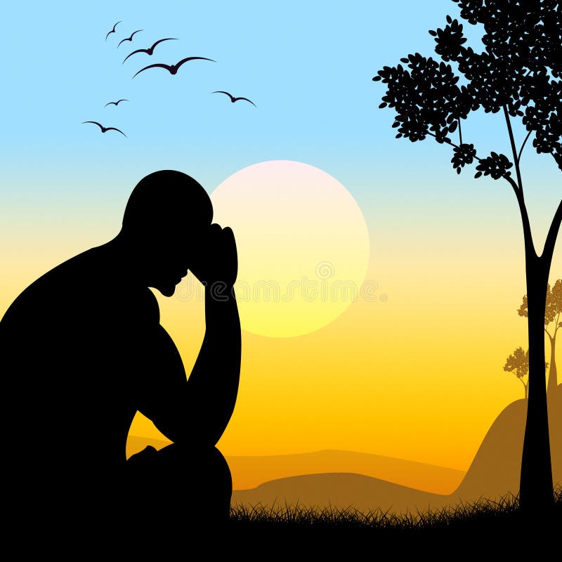 Depressed Silhouette Represents Lost Hope and Man Stock Illustration ...
