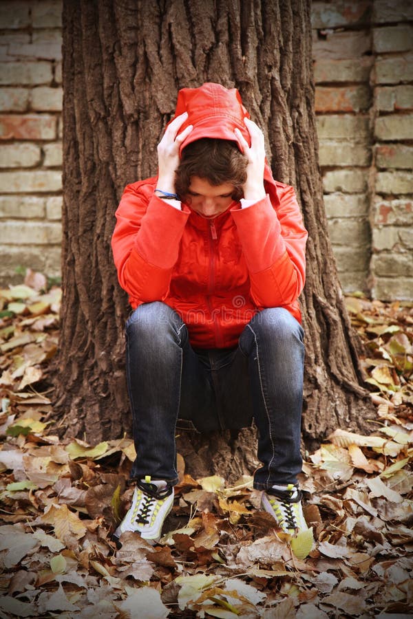 A Depressed Teenager Facing Her Own Problems. Stock Photo - Image of ...